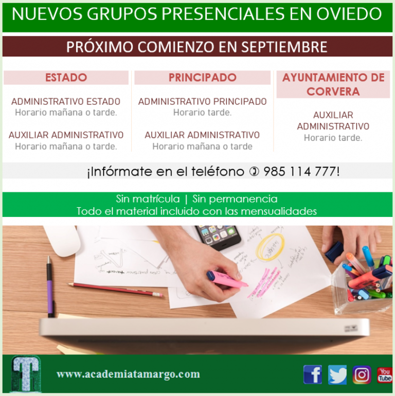 NUEVOS GRUPOS PRESENCIALES EN OVIEDO | Academia Tamargo