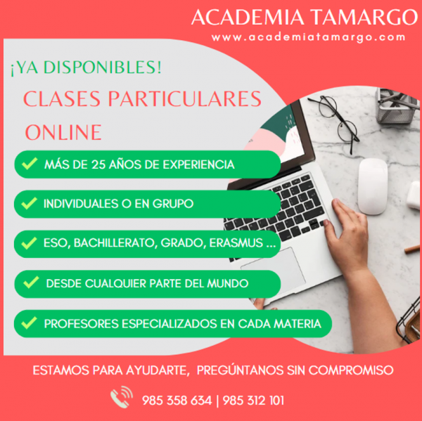¡YA DISPONIBLES CLASES PARTICULARES ONLINE! | Academia Tamargo